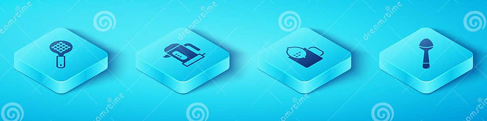 Set Isometric Tea Strainer with Handle, Electric Kettle, Teaspoon and ...