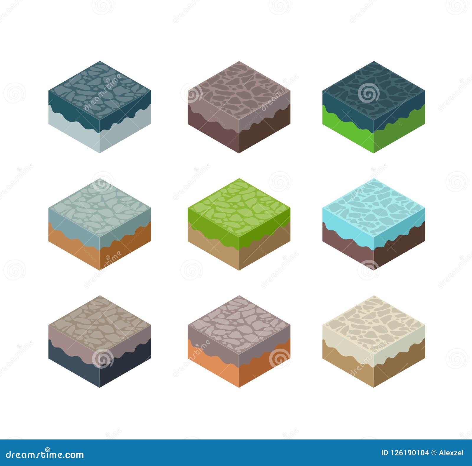 A set of isometric terrain stock vector. Illustration of design - 126190104
