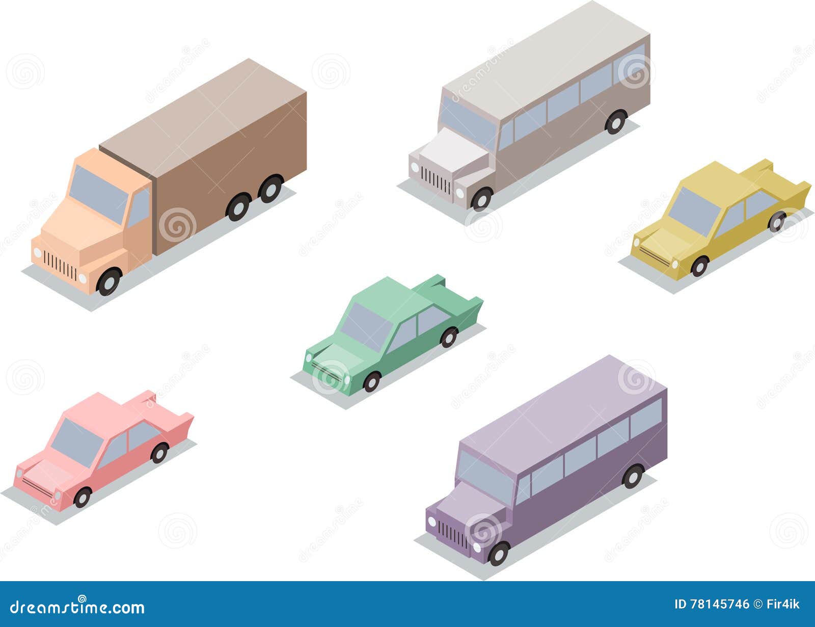 Set of Isometric Transport: Car, Lorry and Bus Stock Vector ...