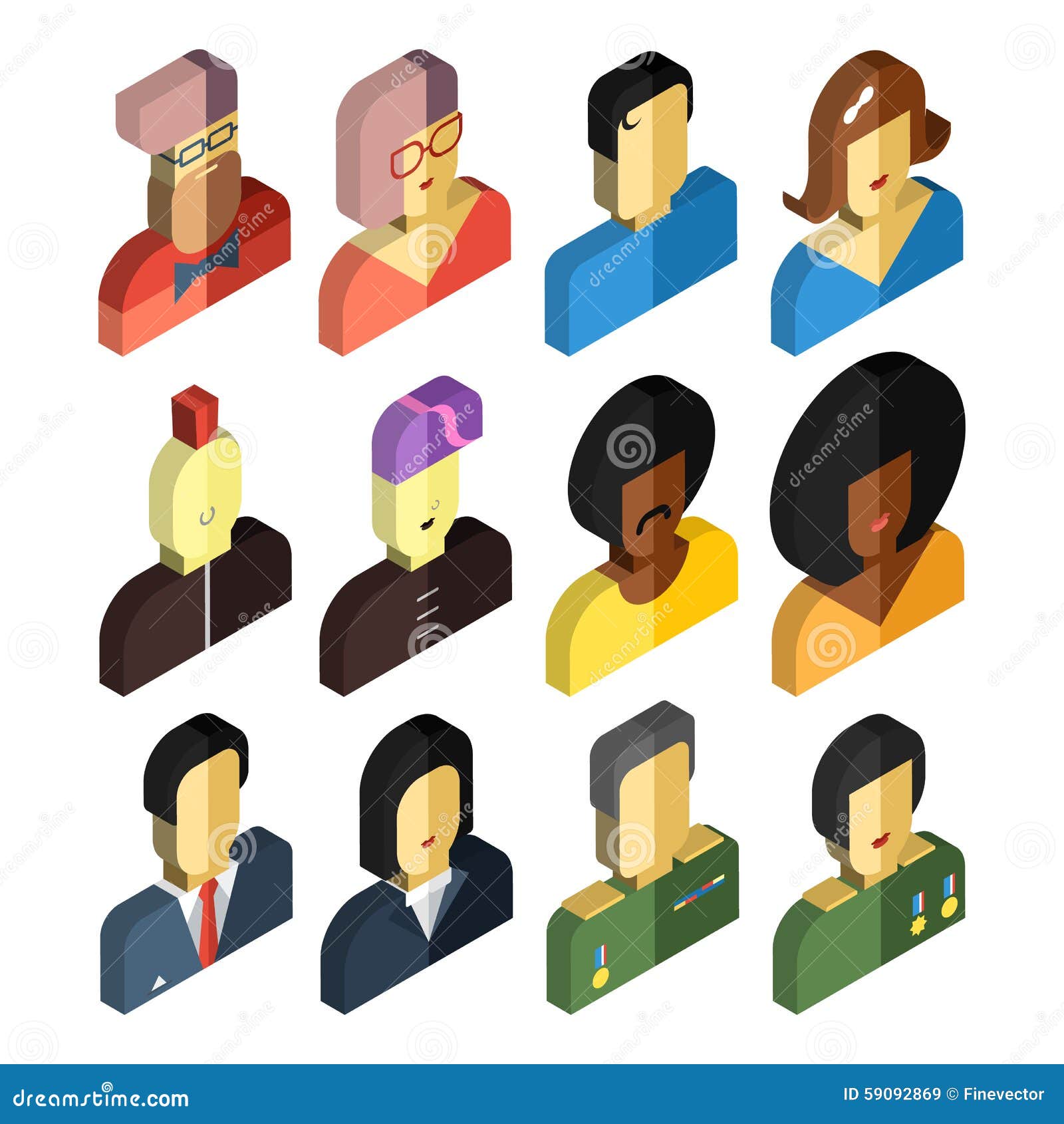 Set of Isometric Vector Characters. Avatar Flat Design Icons Stock ...