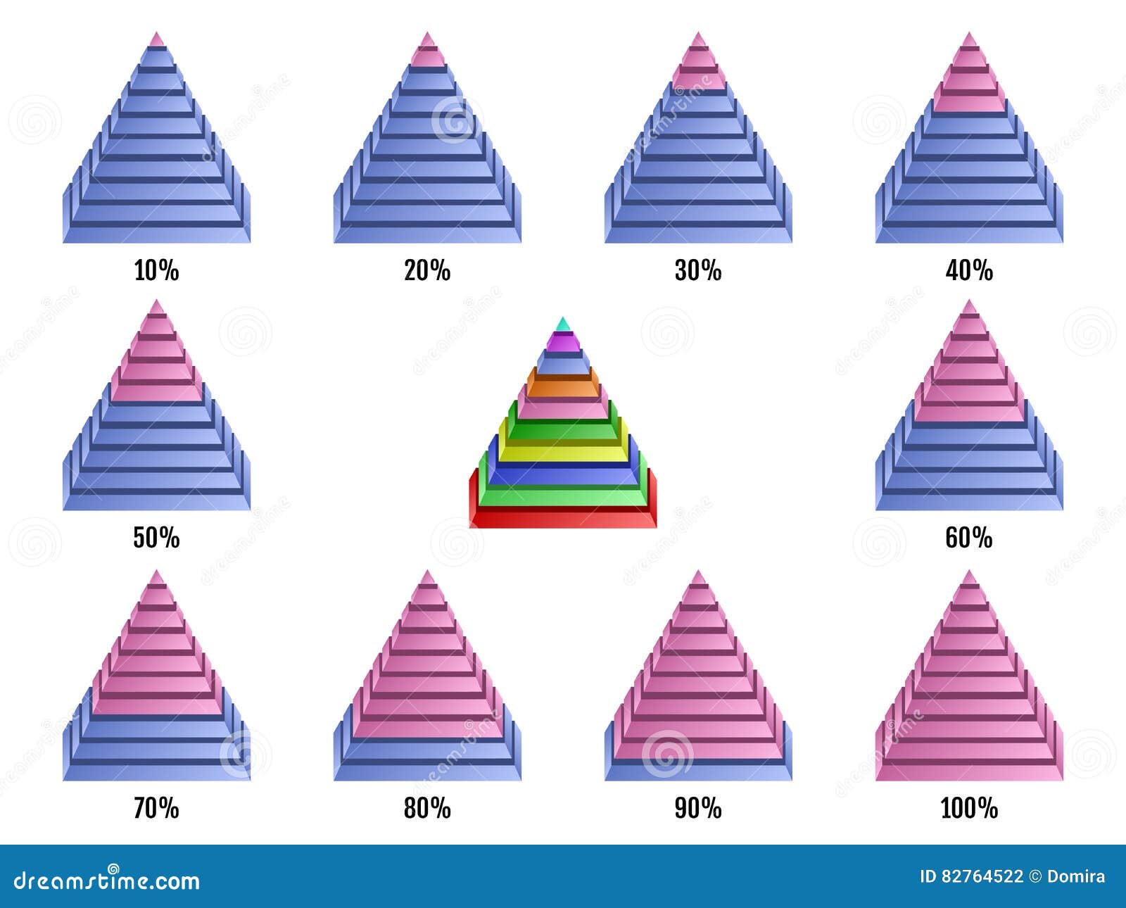 Set of Isometry Symmetrical Pyramid Charts. Elements for Infographics ...