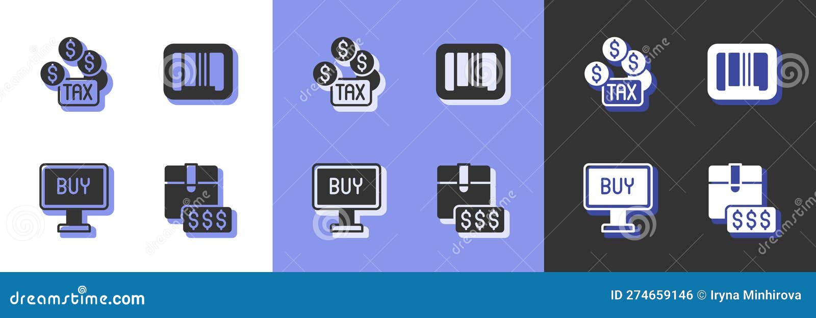 Set Item Price Tag with Dollar, Tax Payment, Buy Button and Barcode ...