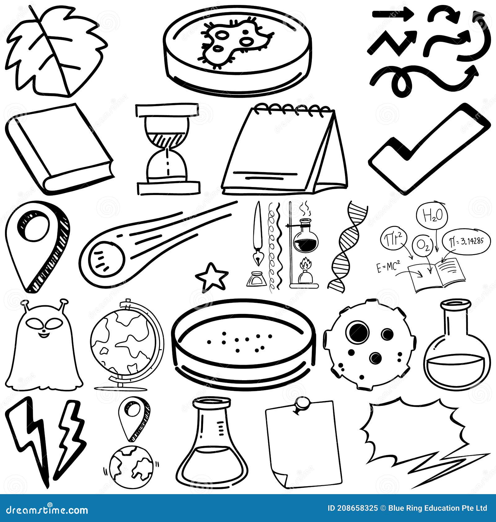 Set of Item and Symbol Hand Drawn Doodle Stock Vector - Illustration of ...