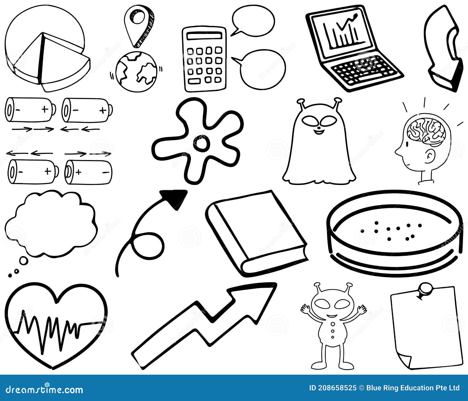 Set of Item and Symbol Hand Drawn Doodle Stock Vector - Illustration of ...
