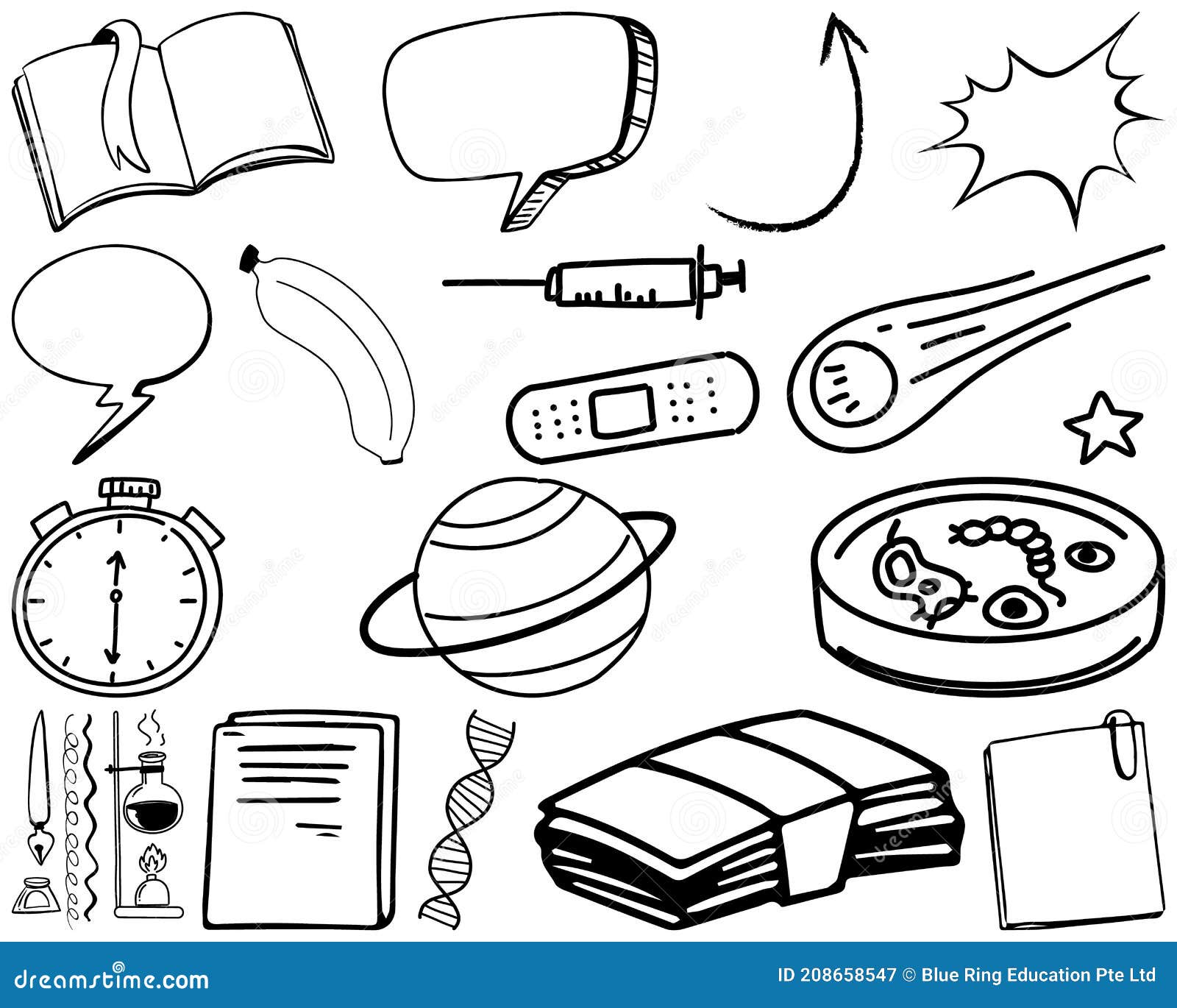 Set of Item and Symbol Hand Drawn Doodle Stock Vector - Illustration of ...