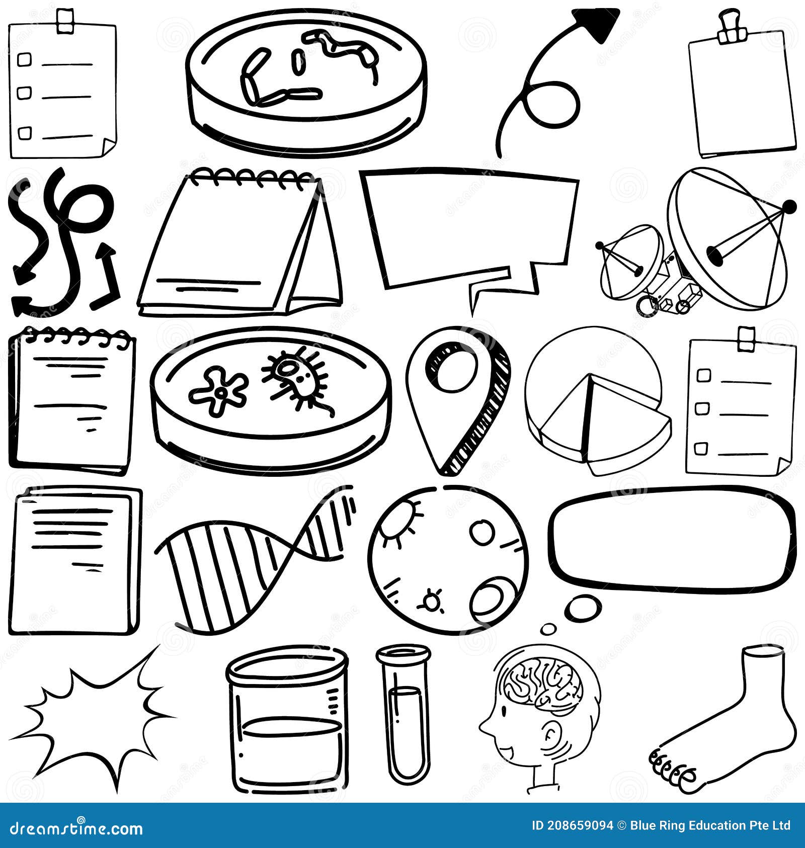 Set of Item and Symbol Hand Drawn Doodle Stock Vector - Illustration of ...