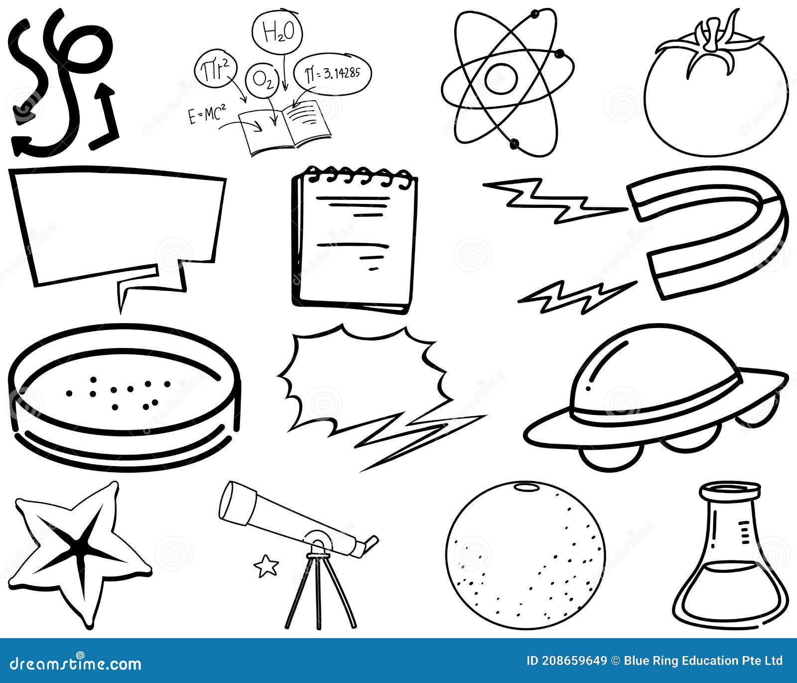 Set of Item and Symbol Hand Drawn Doodle Stock Vector - Illustration of ...