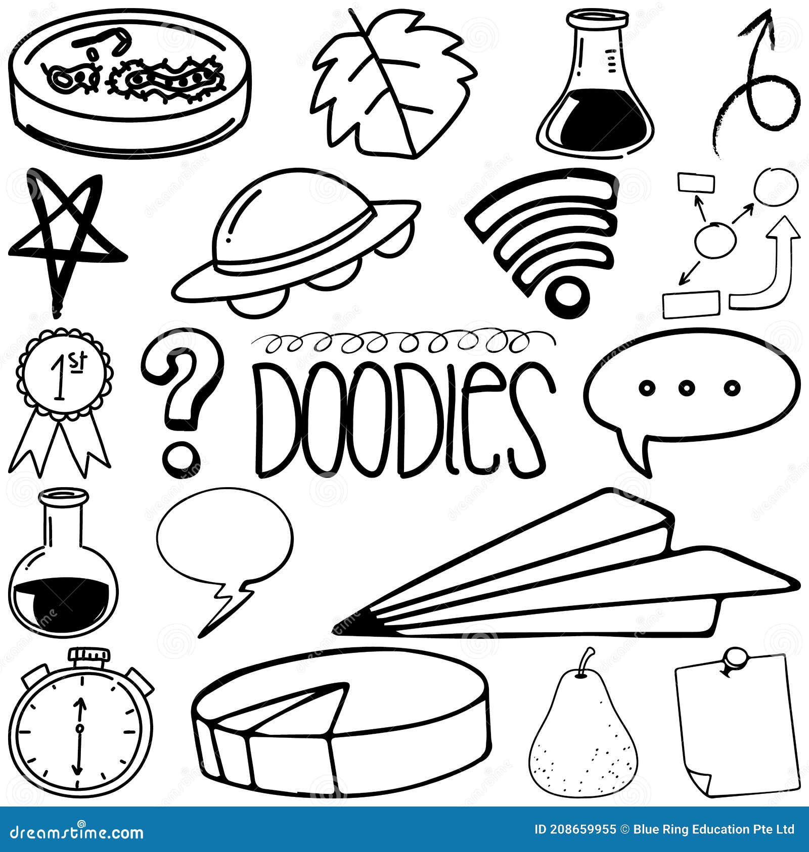 Set of Item and Symbol Hand Drawn Doodle Stock Vector - Illustration of ...