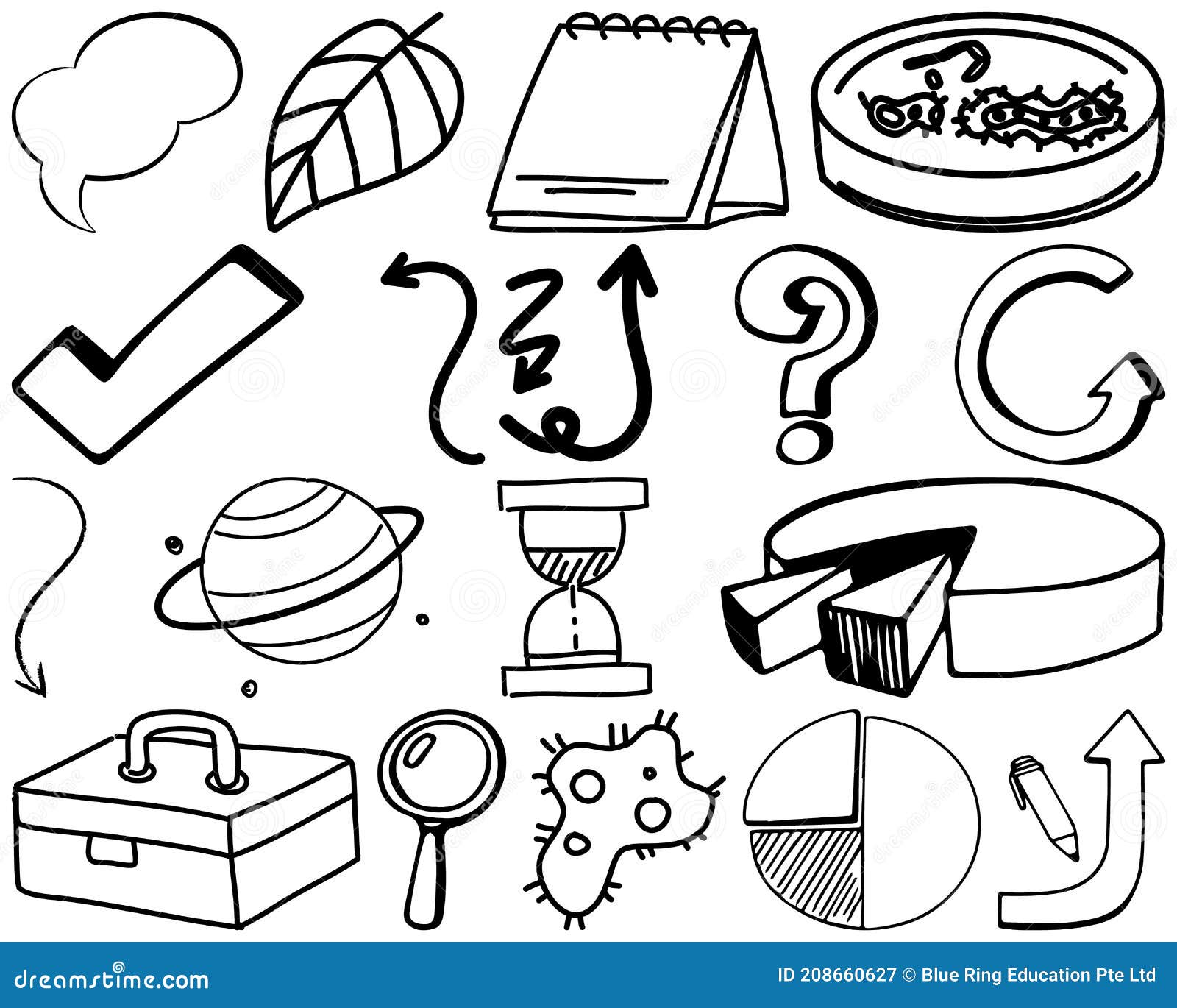 Set of Item and Symbol Hand Drawn Doodle Stock Vector - Illustration of ...