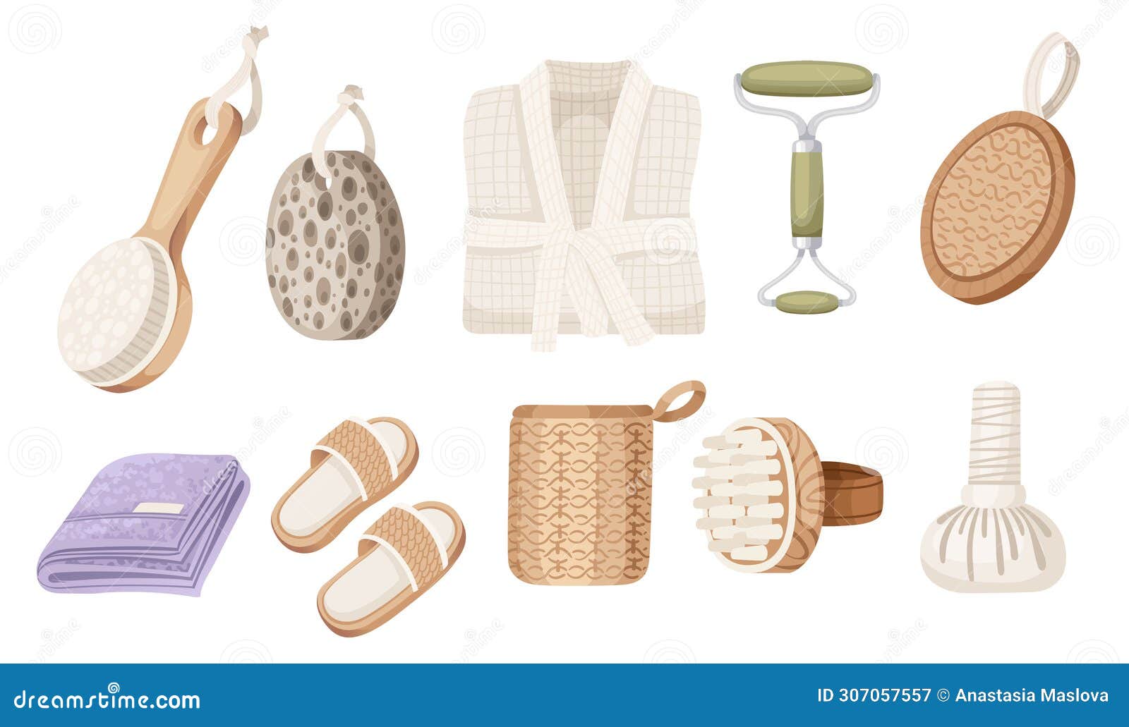 Set of Items for Bath or Shower Theme Vector Illustration Isolated on ...