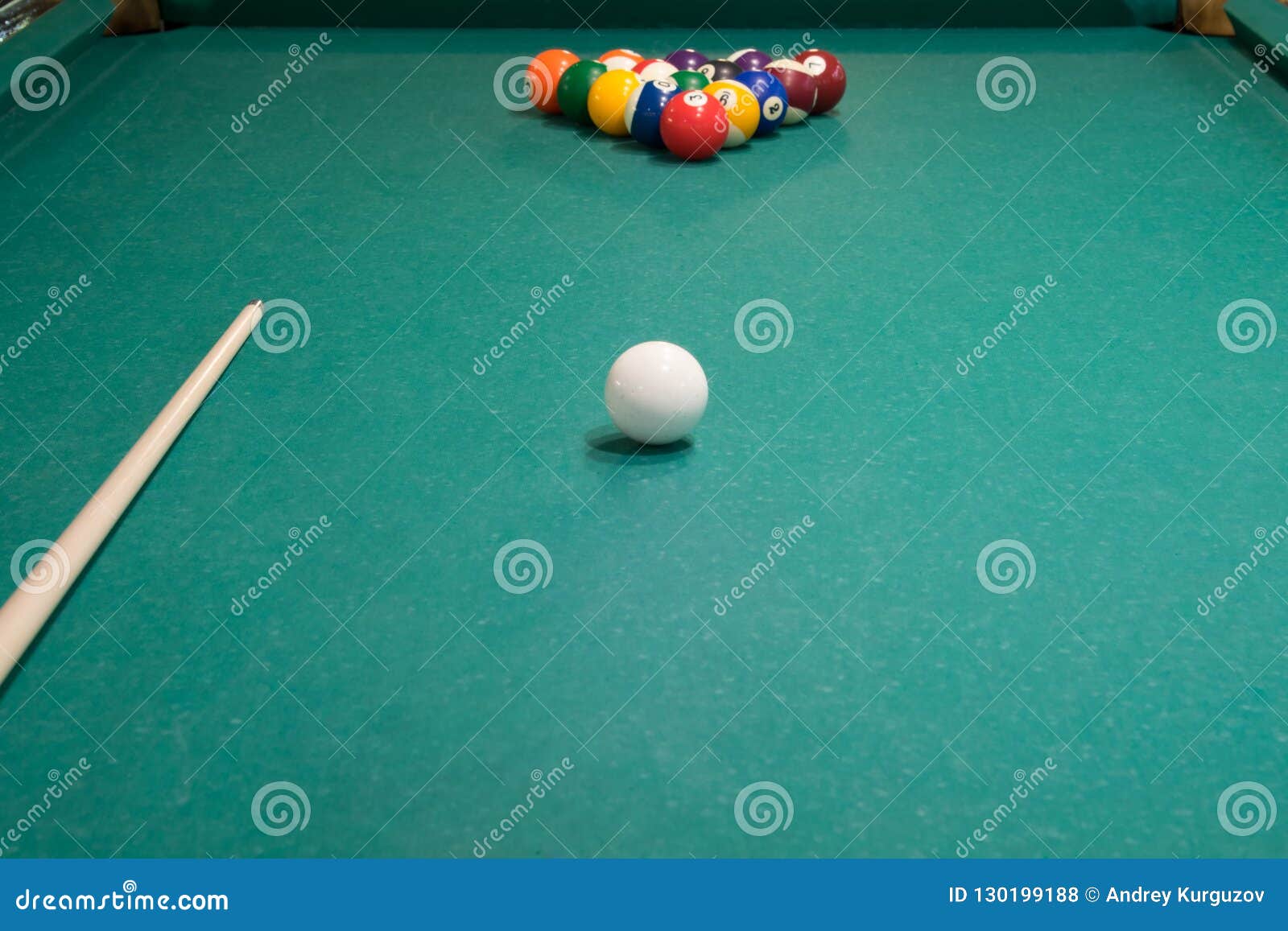 The Set of Items for Billiards-pool Balls and Cue Stock Photo - Image ...