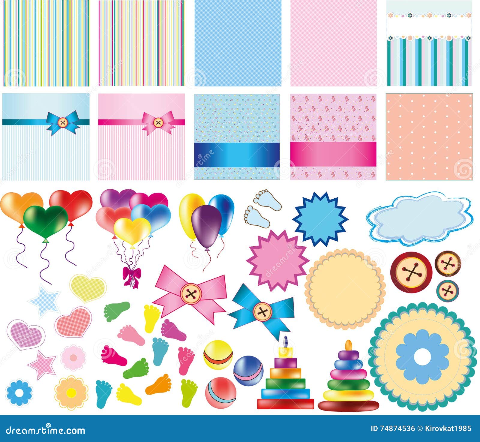 Set of items for card stock vector. Illustration of card - 74874536
