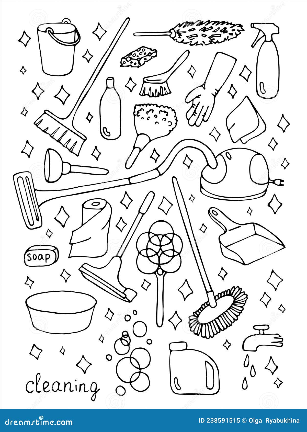 A Set of Items for Cleaning. Doodles. Vector Stock Vector ...