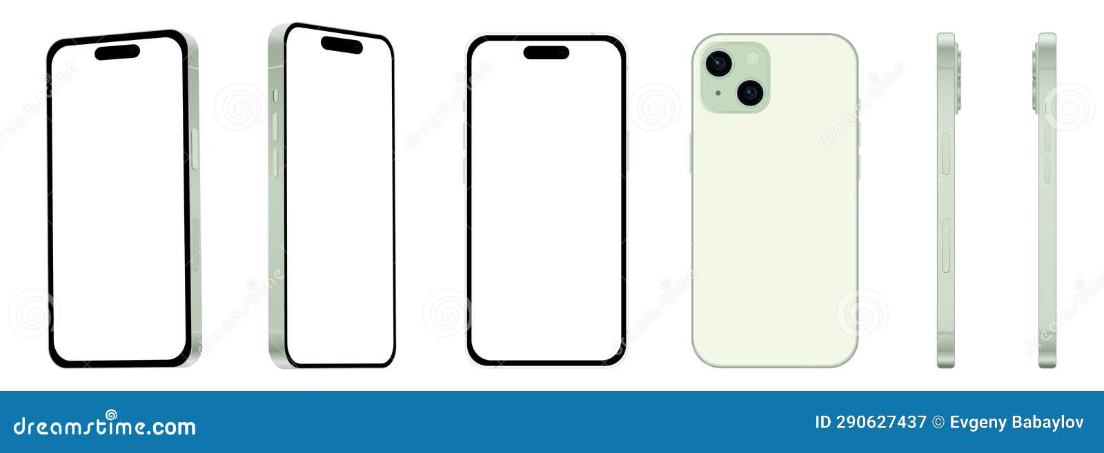 Set of 6 Items from Different Angles, 15 Green Smartphone Models NEW ...