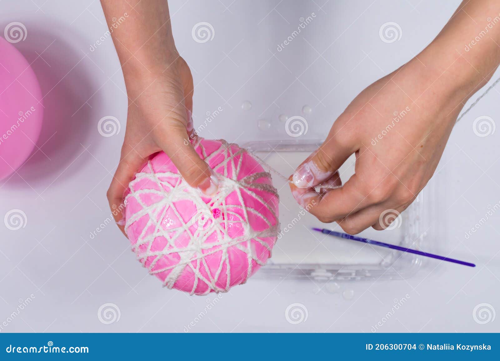 A Set of Items for Making a Handmade Snowman. Scissors, Threads, Balls ...