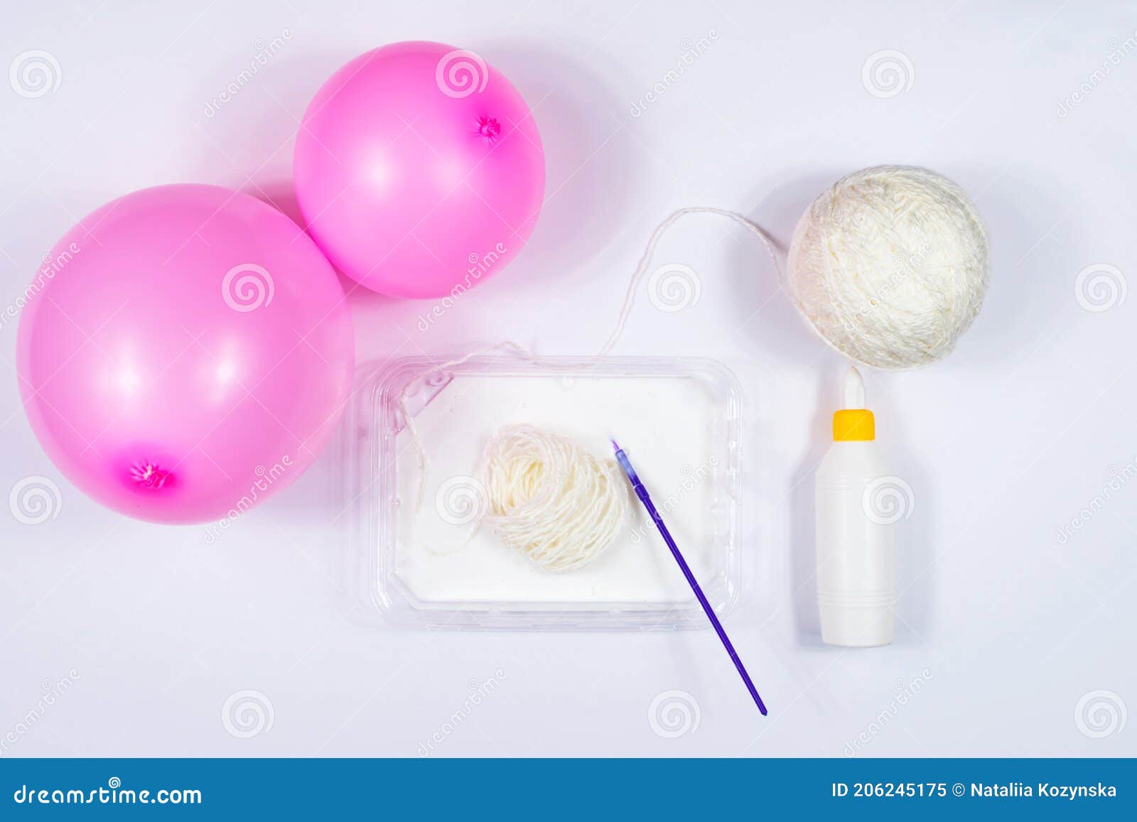 A Set of Items for Making a Handmade Snowman. Scissors, Threads, Balls ...