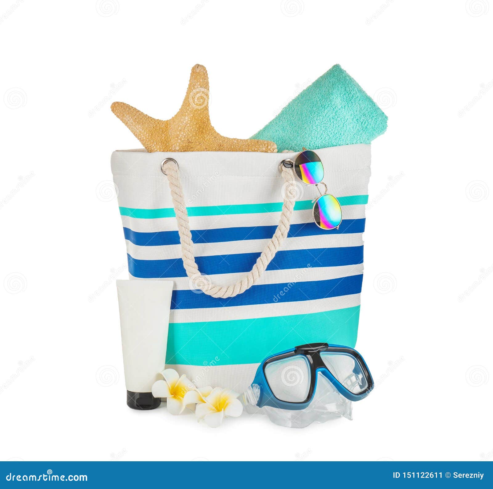 Set of Items for Rest on Beach on White Background Stock Image - Image ...