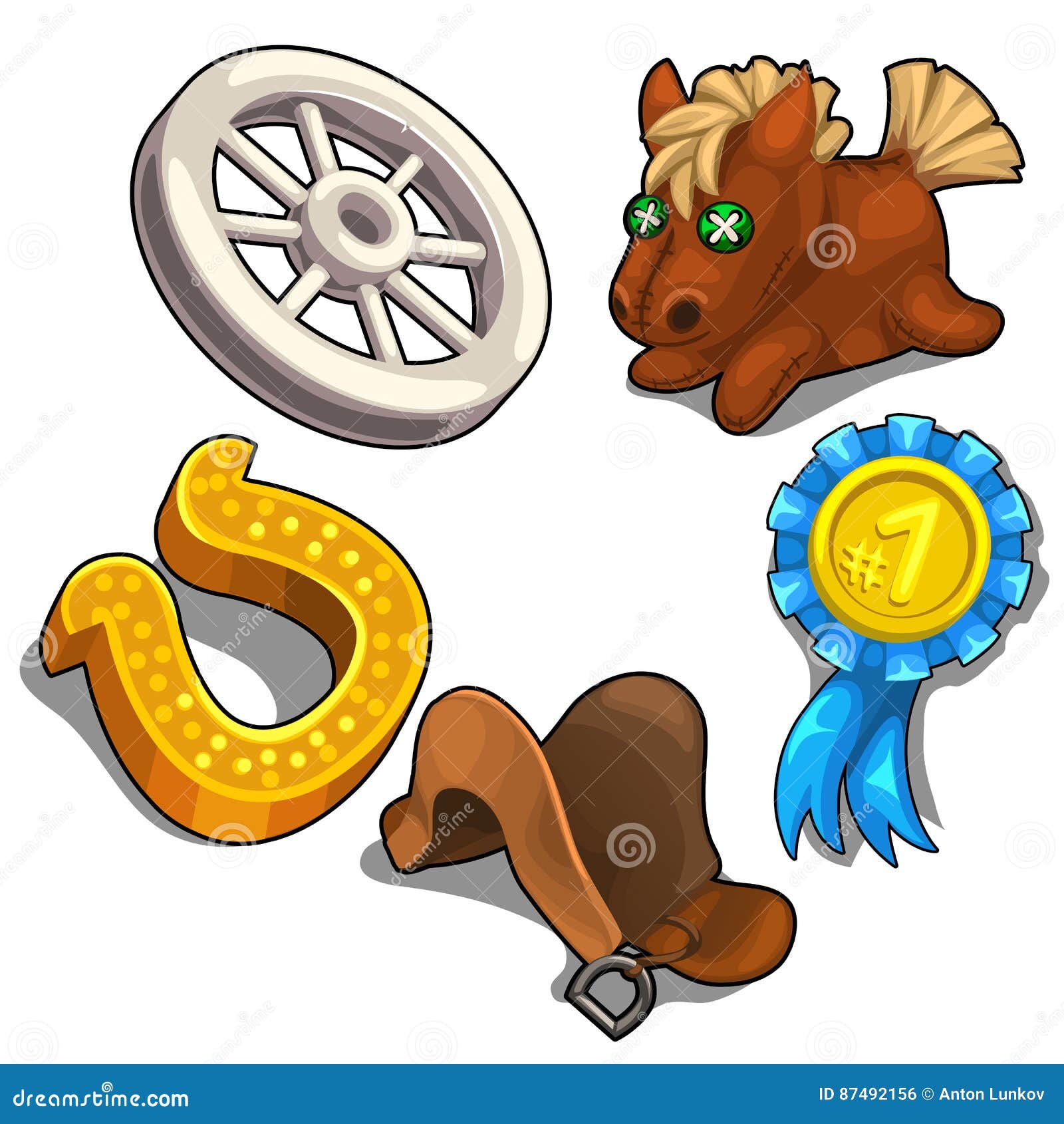 Set of Items on Theme of Horse Racing. Vector Stock Vector ...