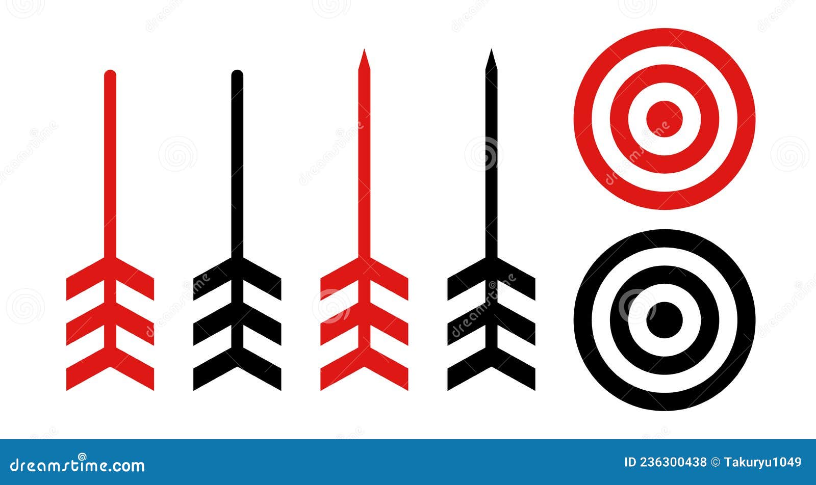 Bow and Arrow and Target Icon Set. Red and Black Vector. Stock Vector ...