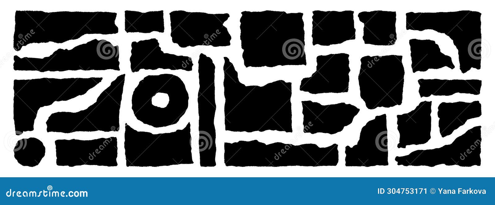 Set of Jagged Edge Rectangle, Torn Paper Different Fragments. Vector ...