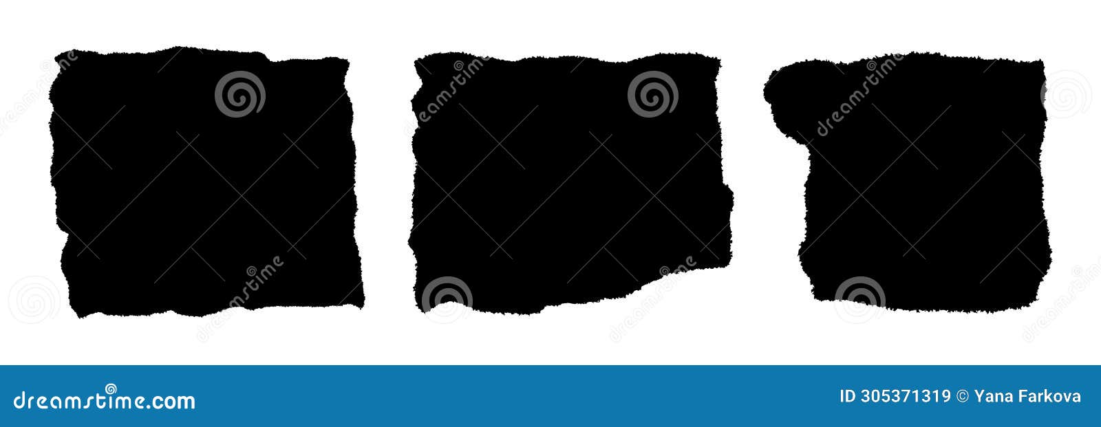 Set of Jagged Edge Rectangle, Torn Paper Different Fragments. Vector ...