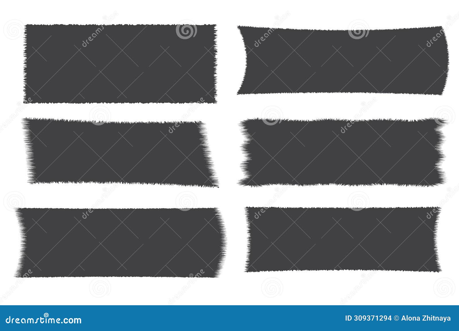 Set Jagged Rectangle Torn Paper Border, Frame Sharp Silhouette Isolated ...