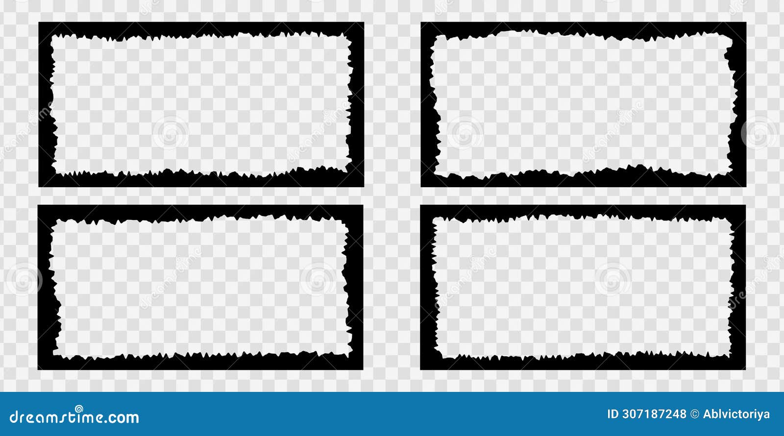 Set of Jagged Rectangular Frames for Collage, Photo, Picture. Sheets of ...