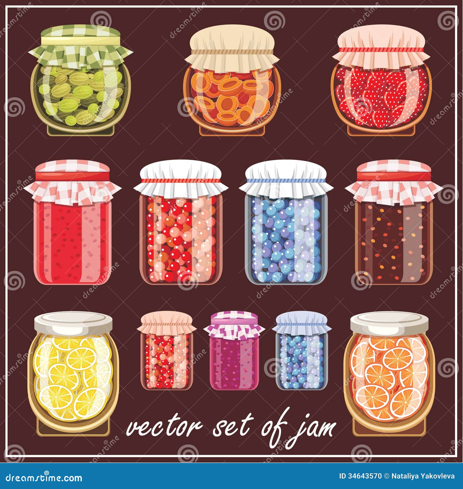 Set of jam. stock vector. Illustration of blueberries - 34643570