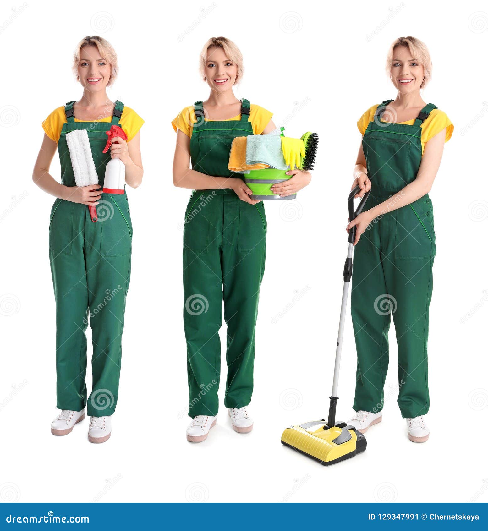 Set with Janitor and Cleaning Equipment Stock Image - Image of bucket ...