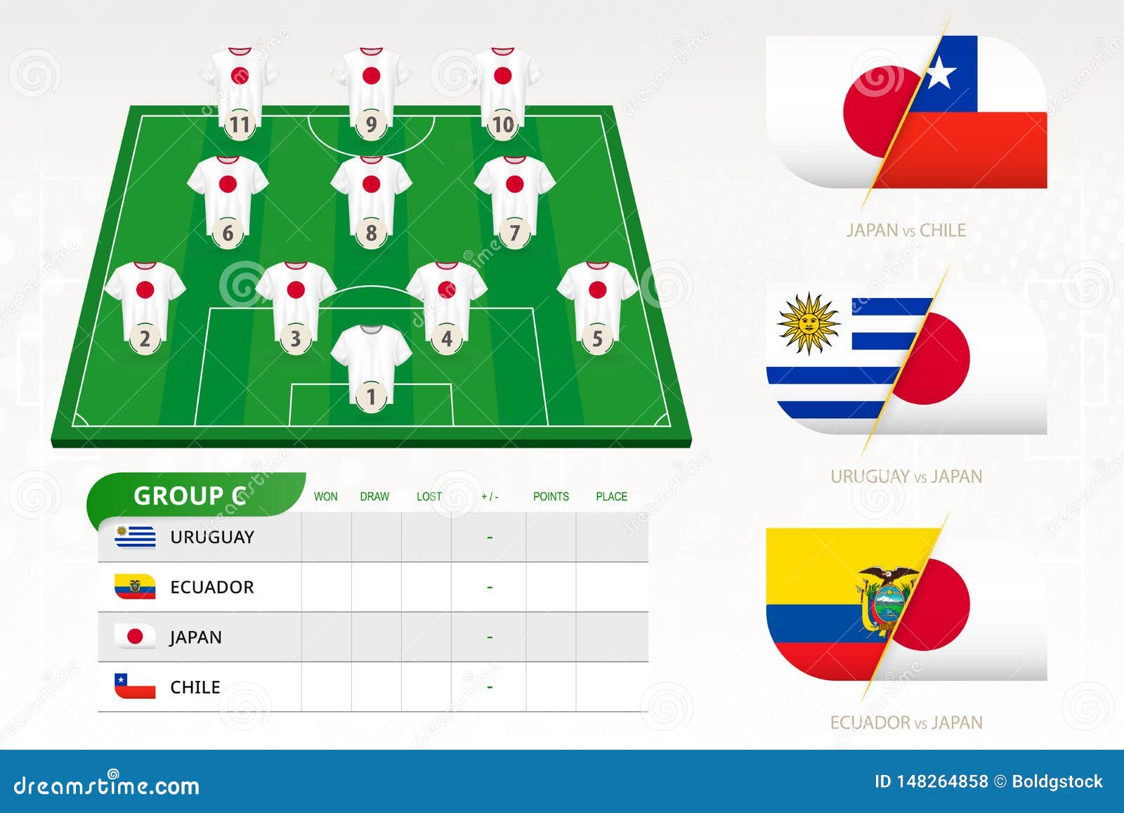 Set for Japan Football Team Stock Vector - Illustration of group, match ...