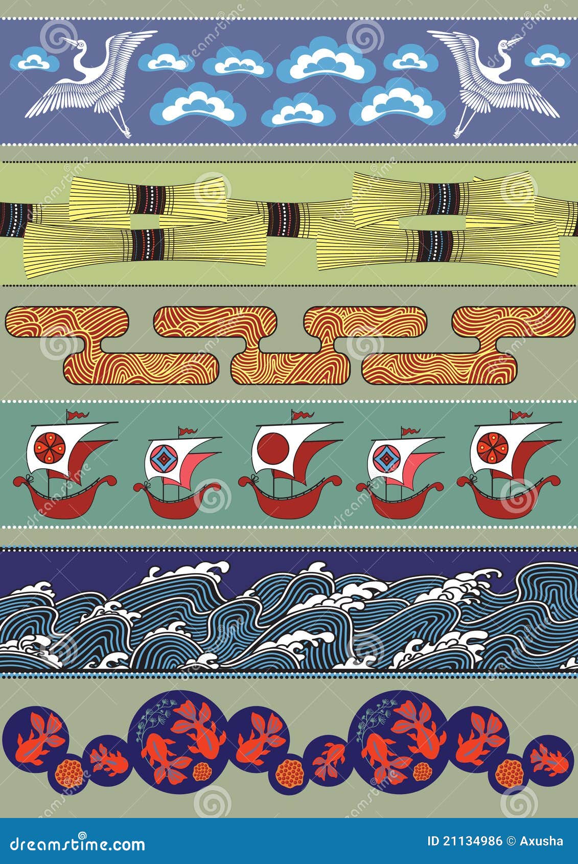 Set of Japan ornaments stock vector. Illustration of traditional - 21134986