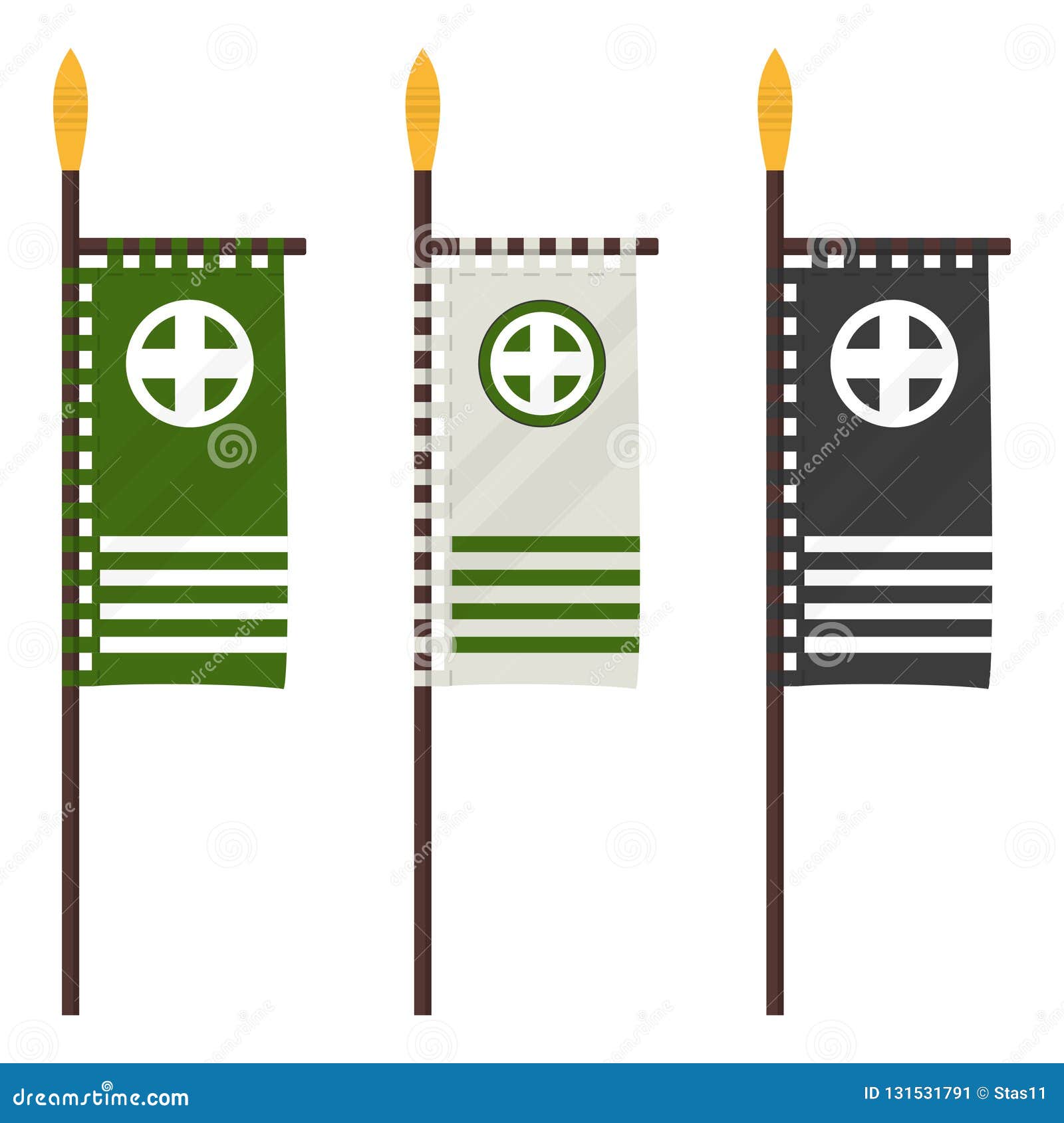 Set of Japanese Flag Banner with Logo of Clan in a Flat Design Stock ...