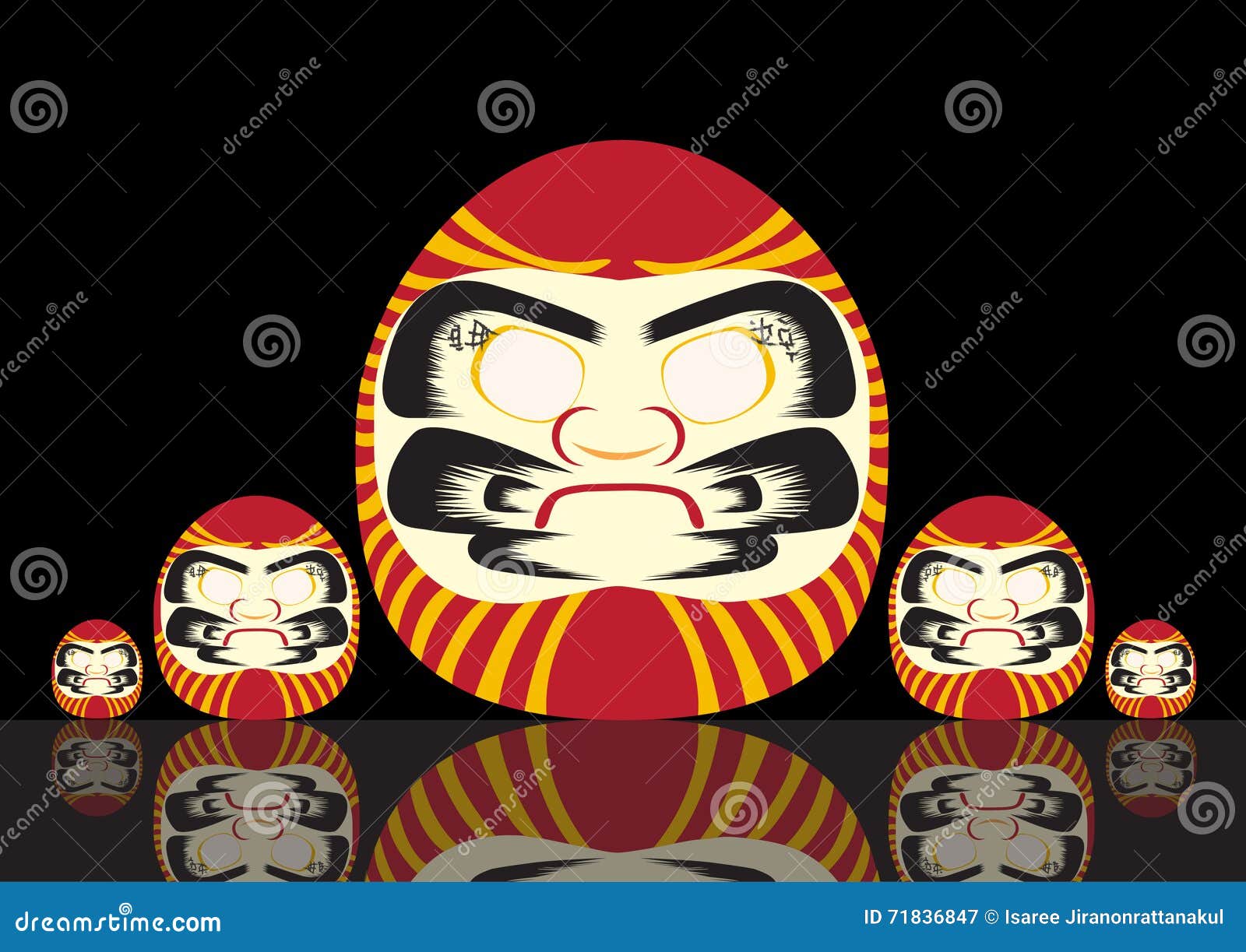 Set of Japanese Lucky Doll ,Vector Illustrations Stock Illustration ...