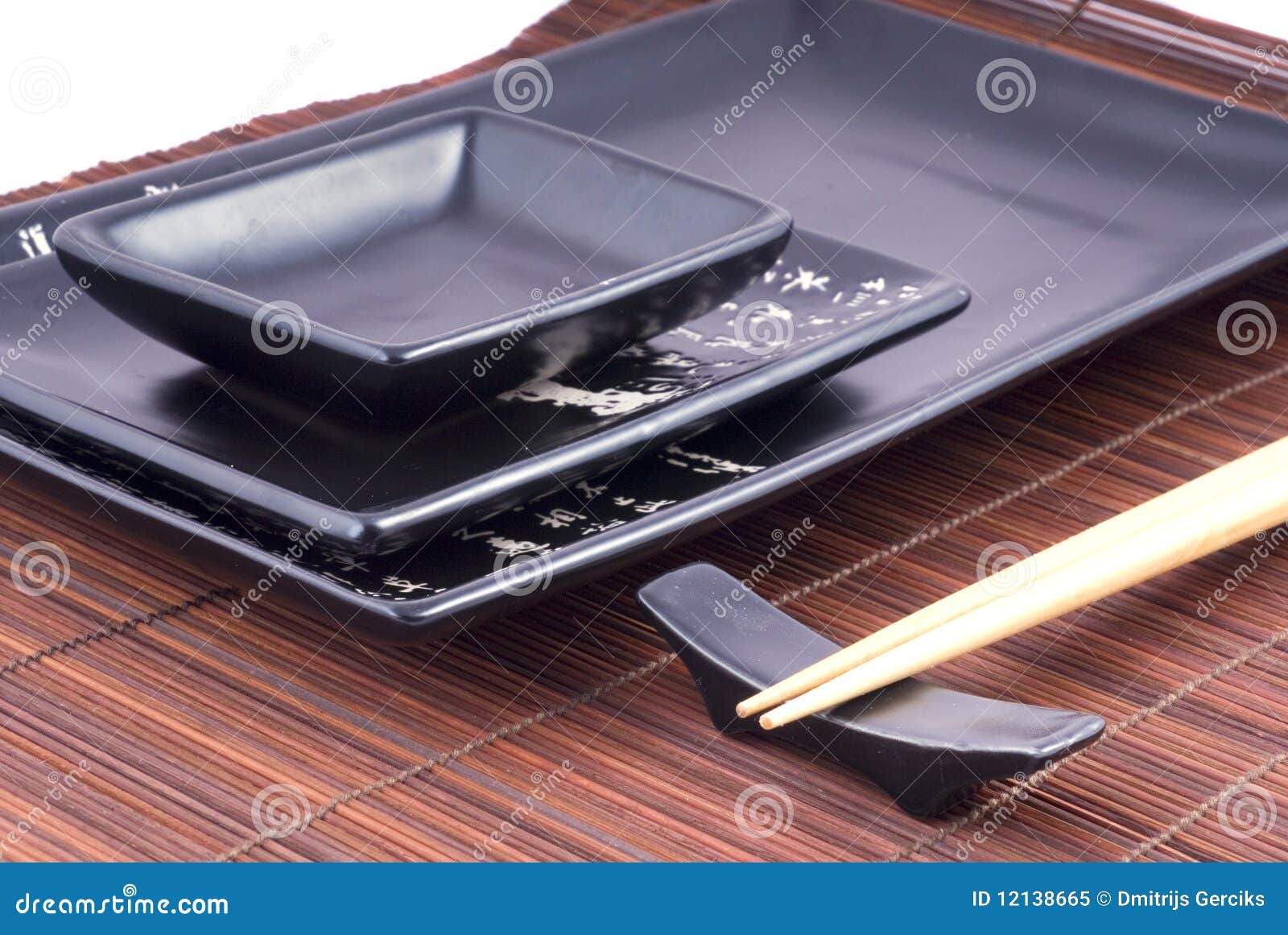 Set of Japanese Oriental Dishes for Sushi Stock Image - Image of empty ...