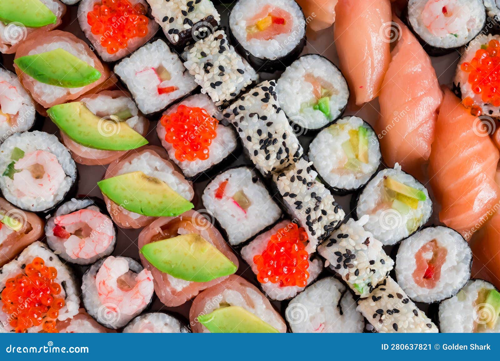 Set of Japanese Sushi Background Stock Image - Image of asian, meat ...