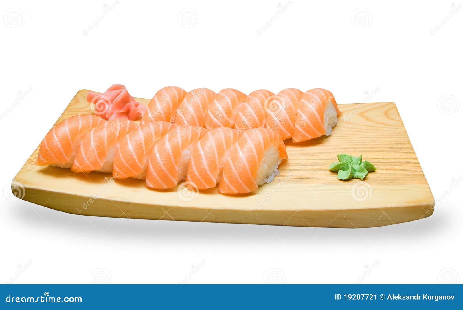 Set of Japanese Sushi on a Wooden Plate Stock Image - Image of rice ...