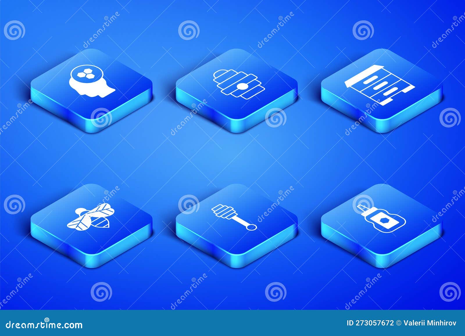 Set Jar of Honey, Beekeeper, Honey Dipper Stick, Hive for Bees and Icon ...