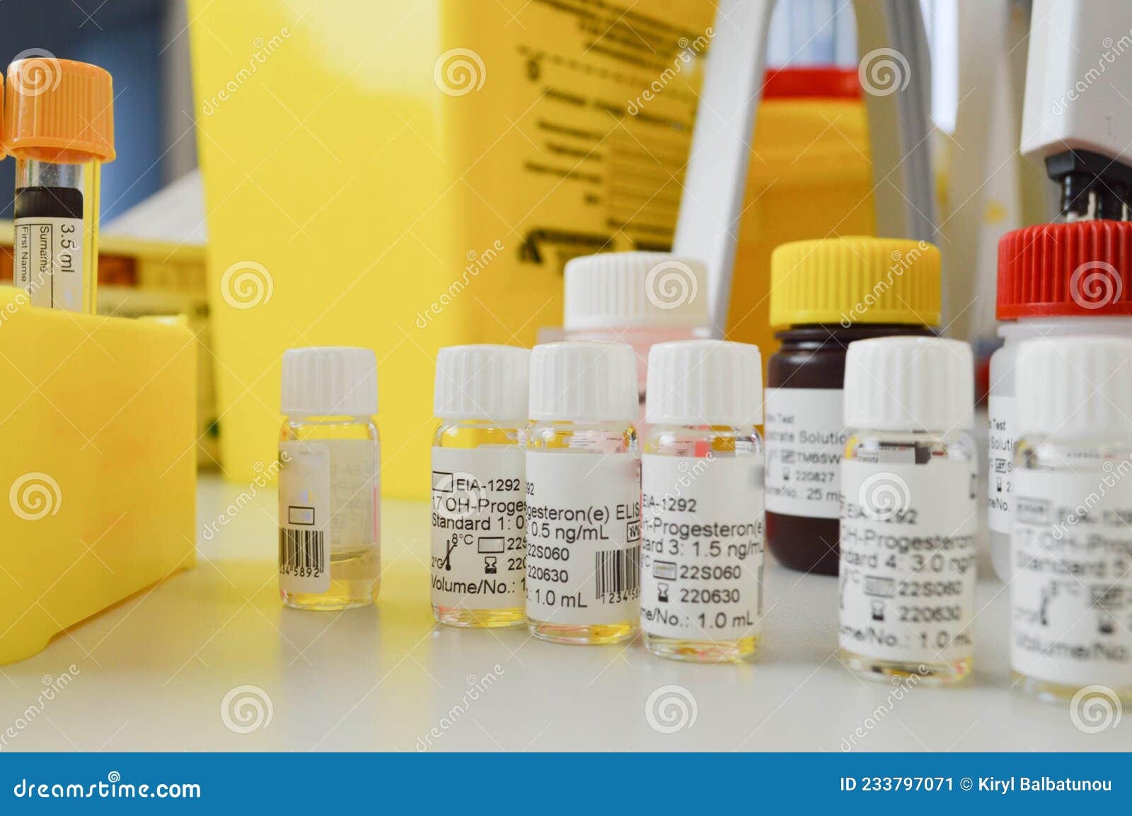 A Set of Jars and Flasks with Colored Reagent Solutions in a Real ...