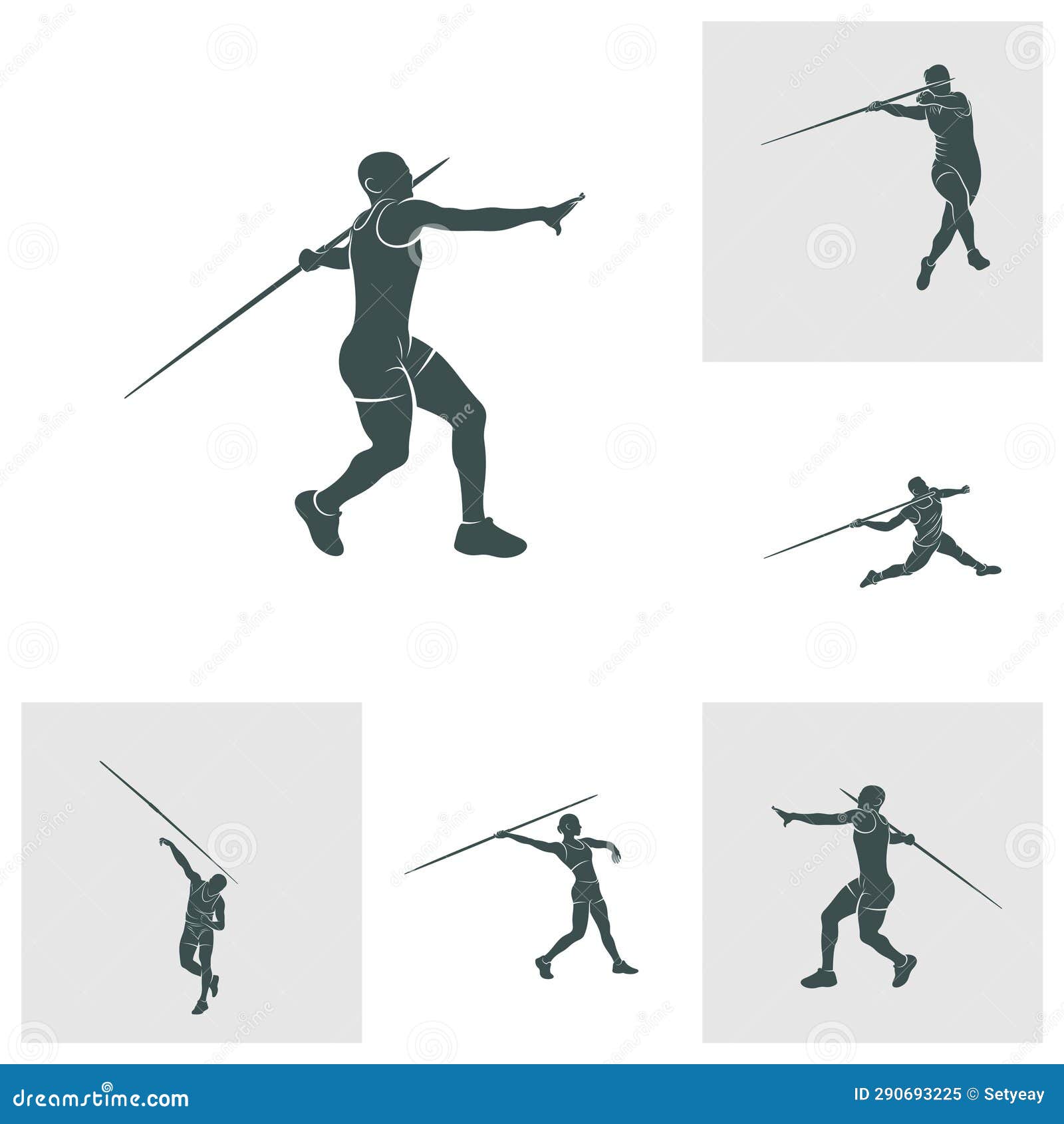 Set of Javelin Thrower Vector Illustration Design. Javelin Thrower Logo ...