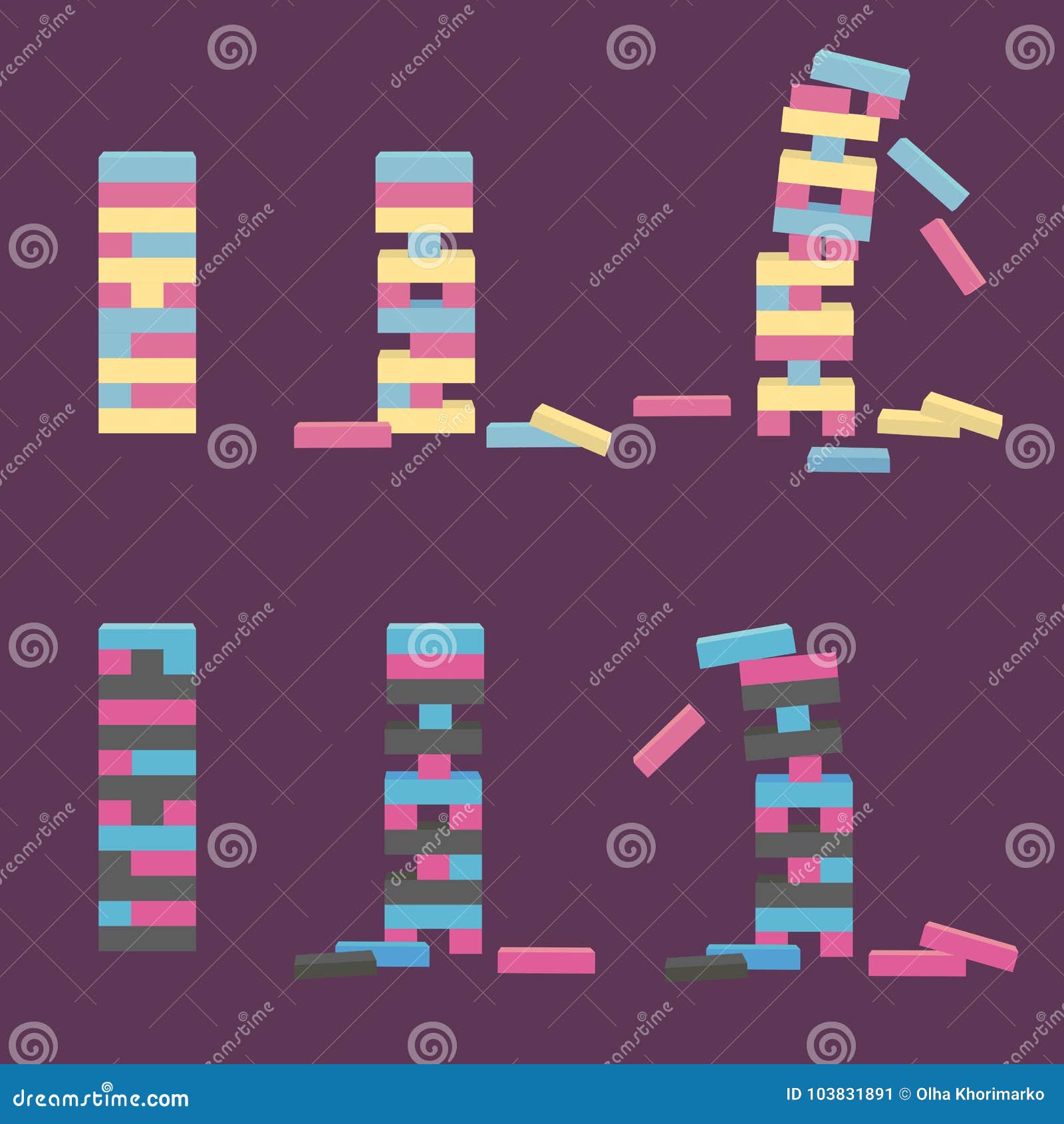 Set Of Jenga. Wooden Block Game Cartoon Vector | CartoonDealer.com ...