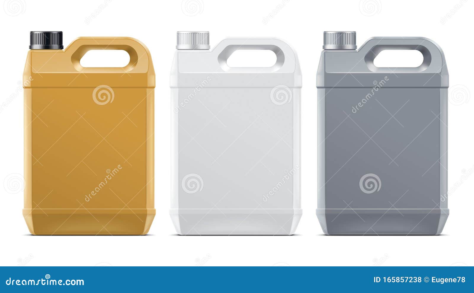 A Set of Jerricans. Version of Plastic Gold, White, Silver Colors ...