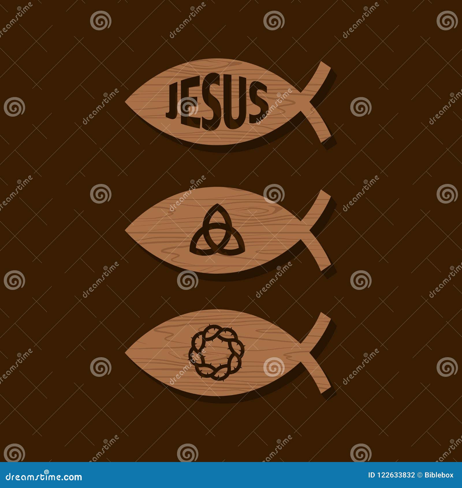 Set of Jesus fish icons. stock vector. Illustration of face - 122633832