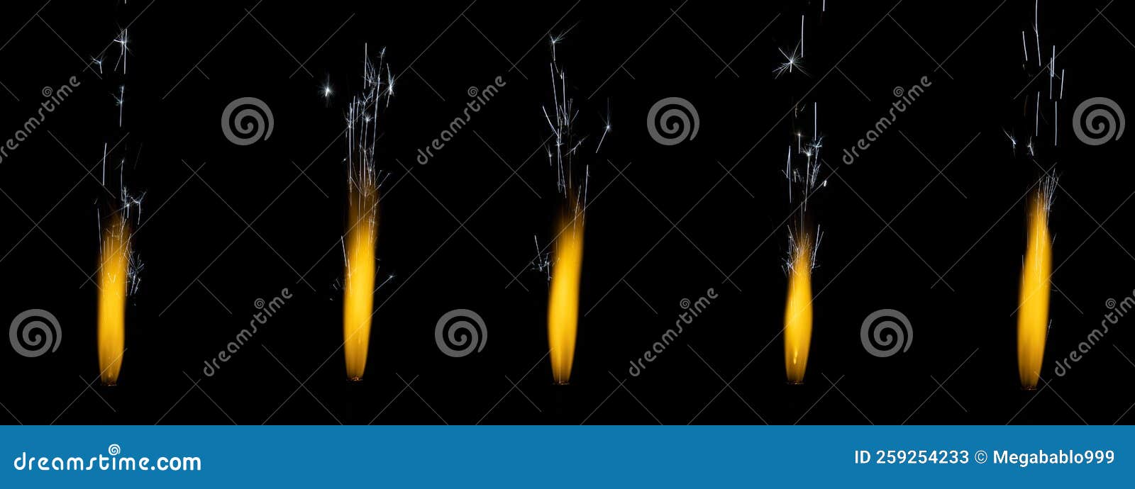 Set of Jet Fire with Sparks on Black Background for Overlay Blending ...