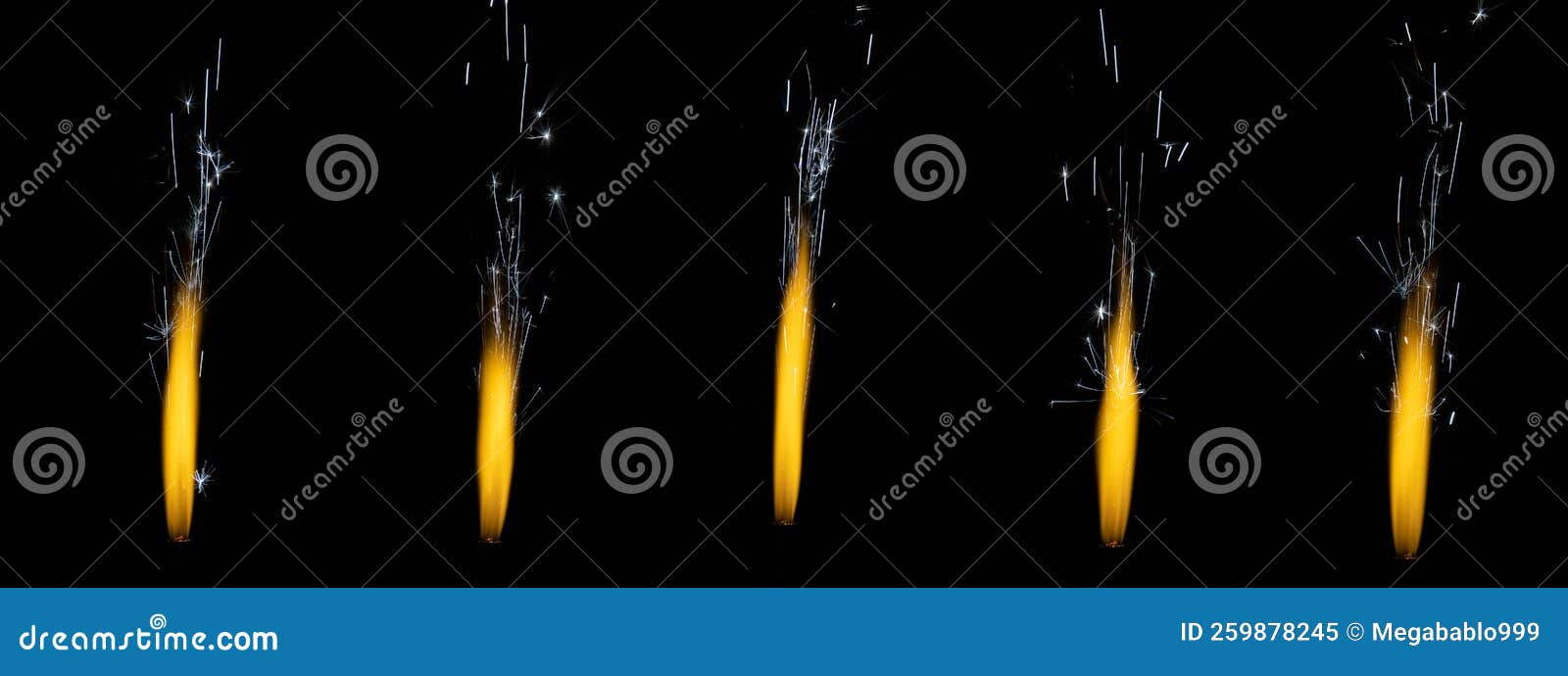 Set of Jet Flame with Sparks on Black Background for Overlay Blending ...