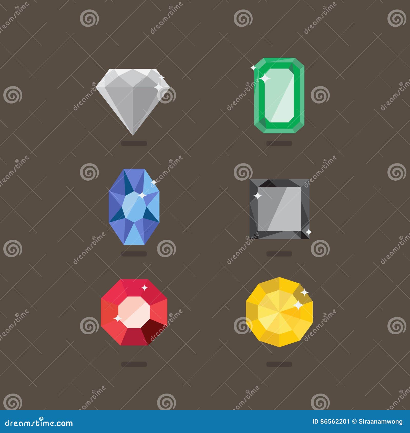 Set of jewel in flat style stock vector. Illustration of luxury - 86562201