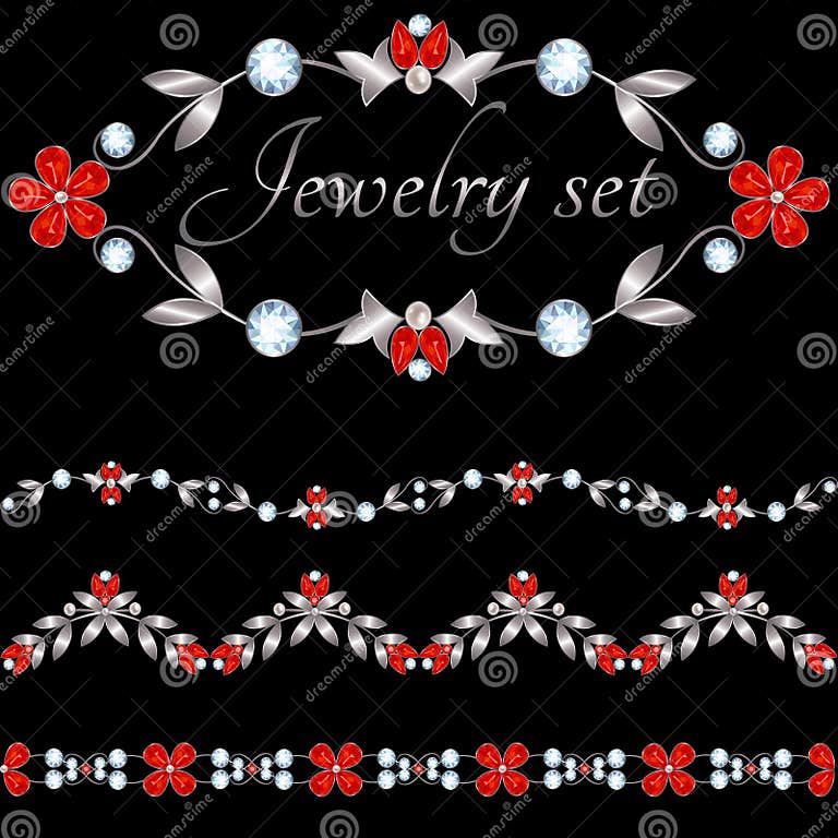 Set of jewelry borders stock vector. Illustration of elegant - 78179025