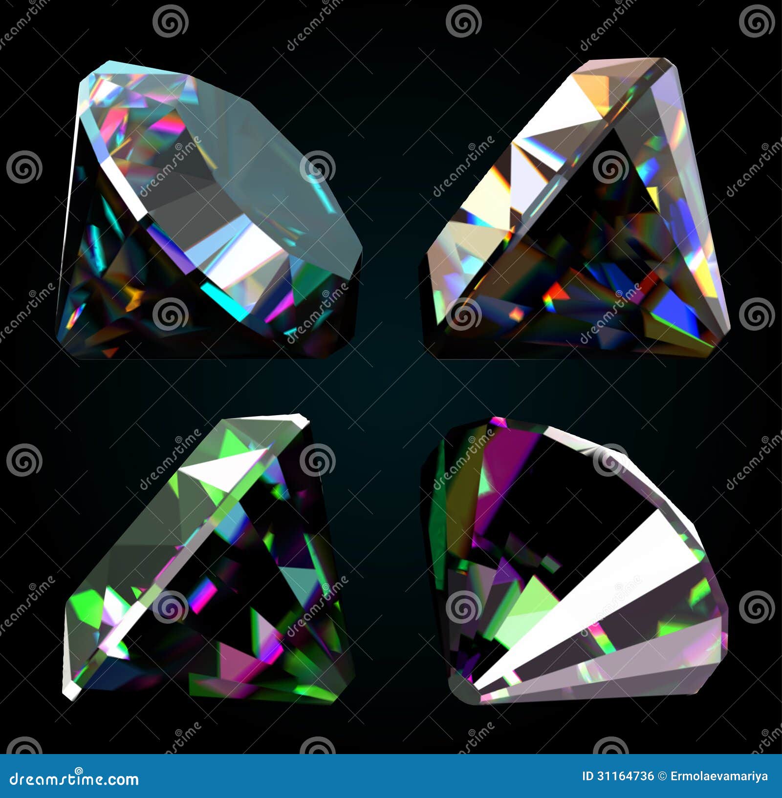 Set of Jewelry Gems on Black Background. Vector Stock Vector ...