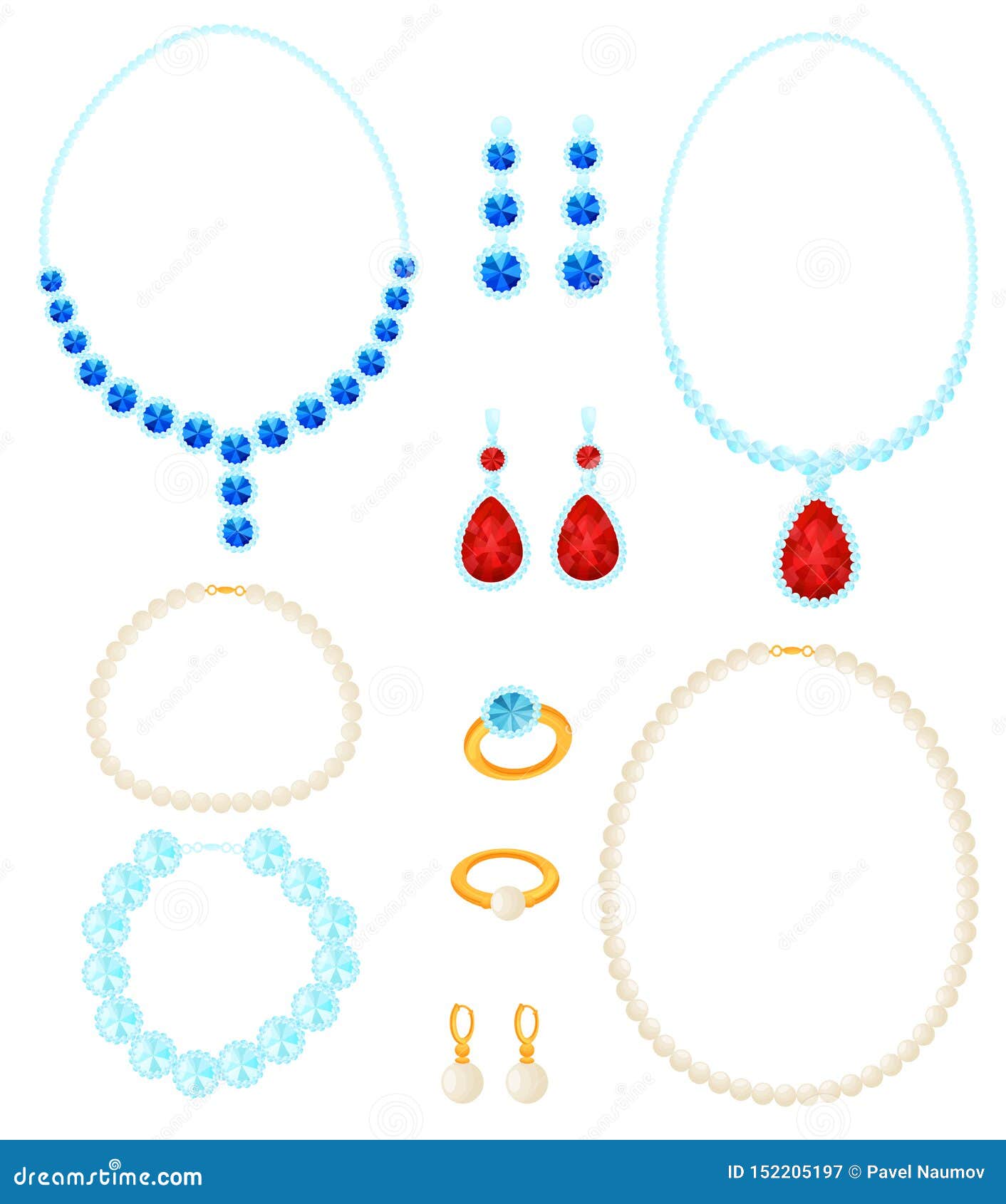 Set of Jewelry. Vector Illustration on White Background. Stock Vector ...