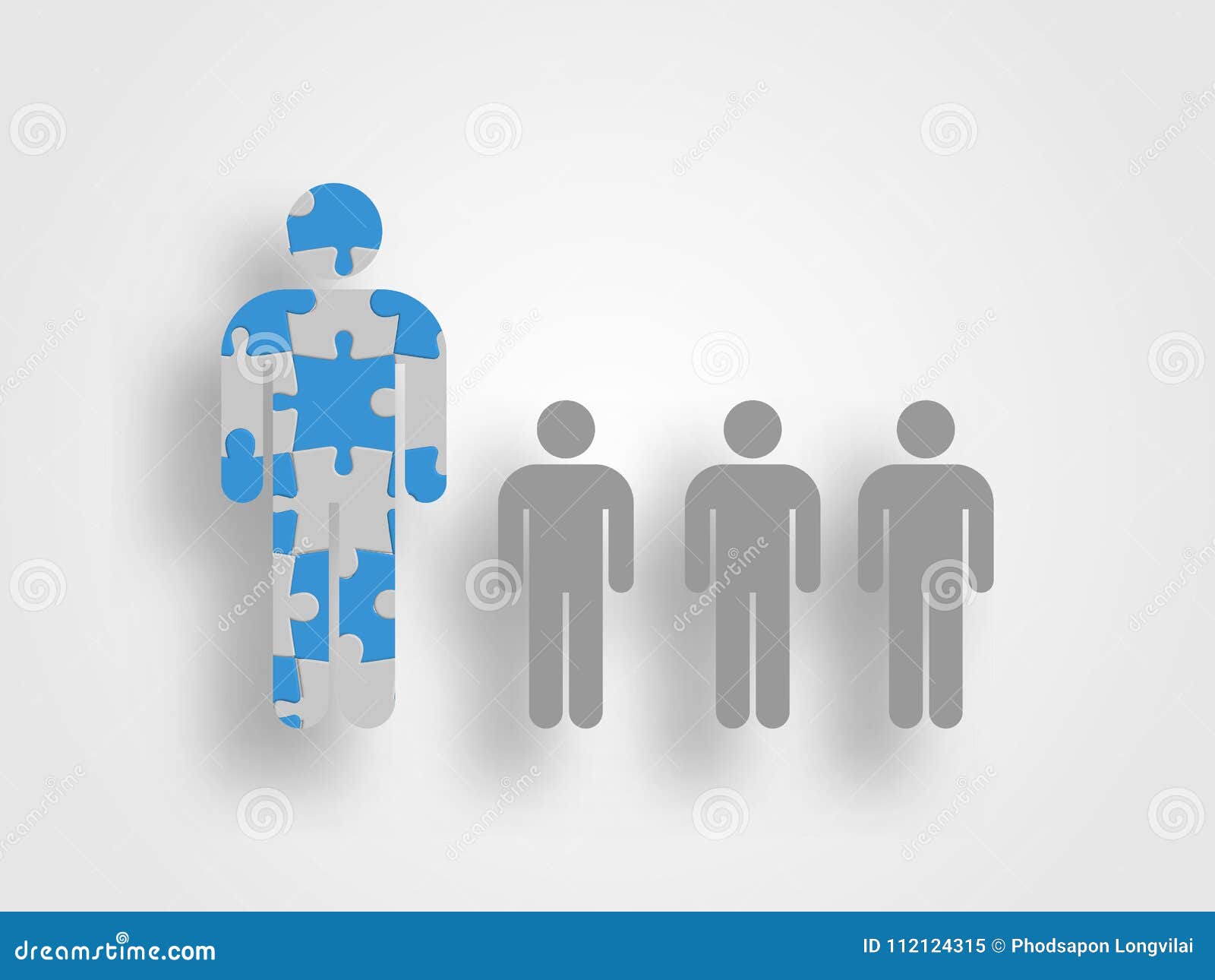 Set of Jigsaws Filled in Human Model and Grey Human Models Represents ...