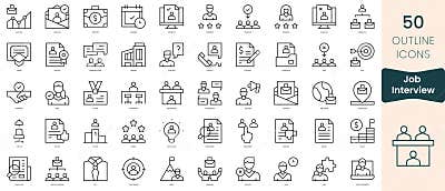 Set of Job Interview Icons. Thin Linear Style Icons Pack Stock Vector ...